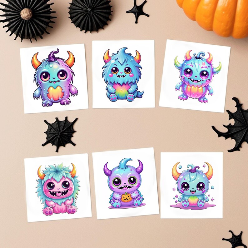 Cute Monsters Clipart | 20 Adorable Halloween Pngs | Digital Download ...