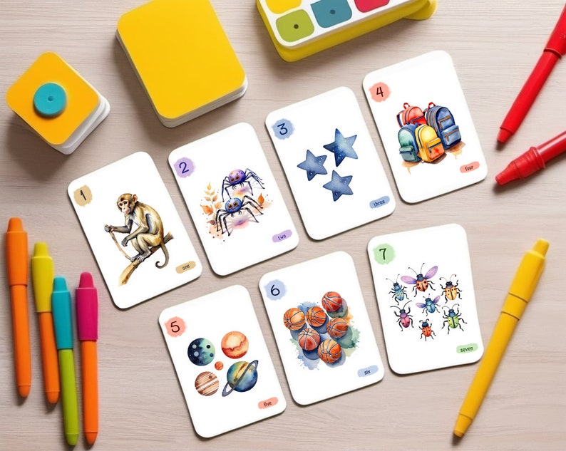 Numbers Flashcards | Number Cards 1-20 | Watercolor Alphabet | Learning ...