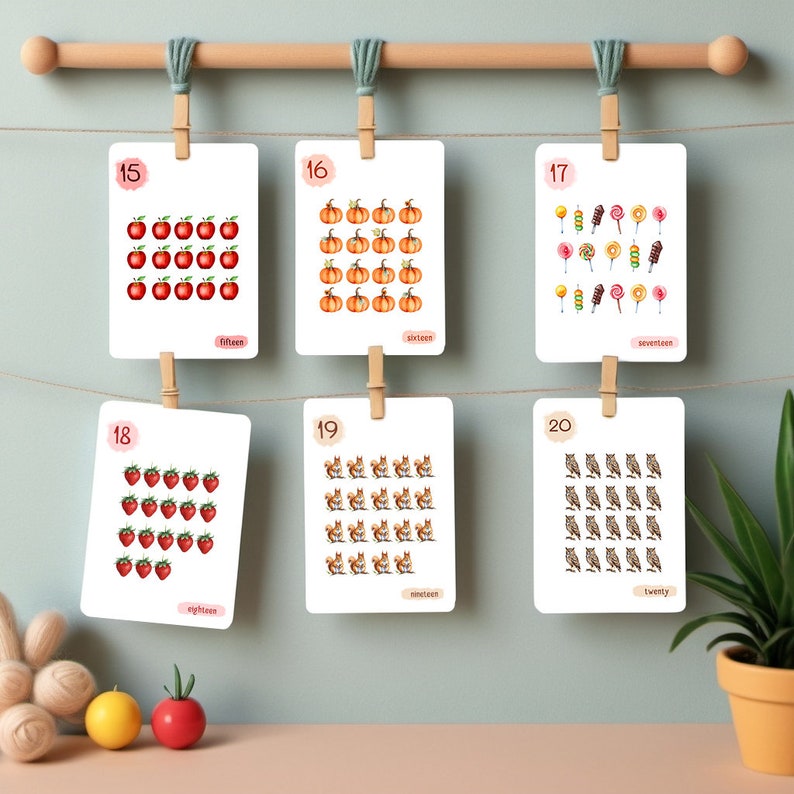 Numbers Flashcards | Number Cards 1-20 | Watercolor Alphabet | Learning ...