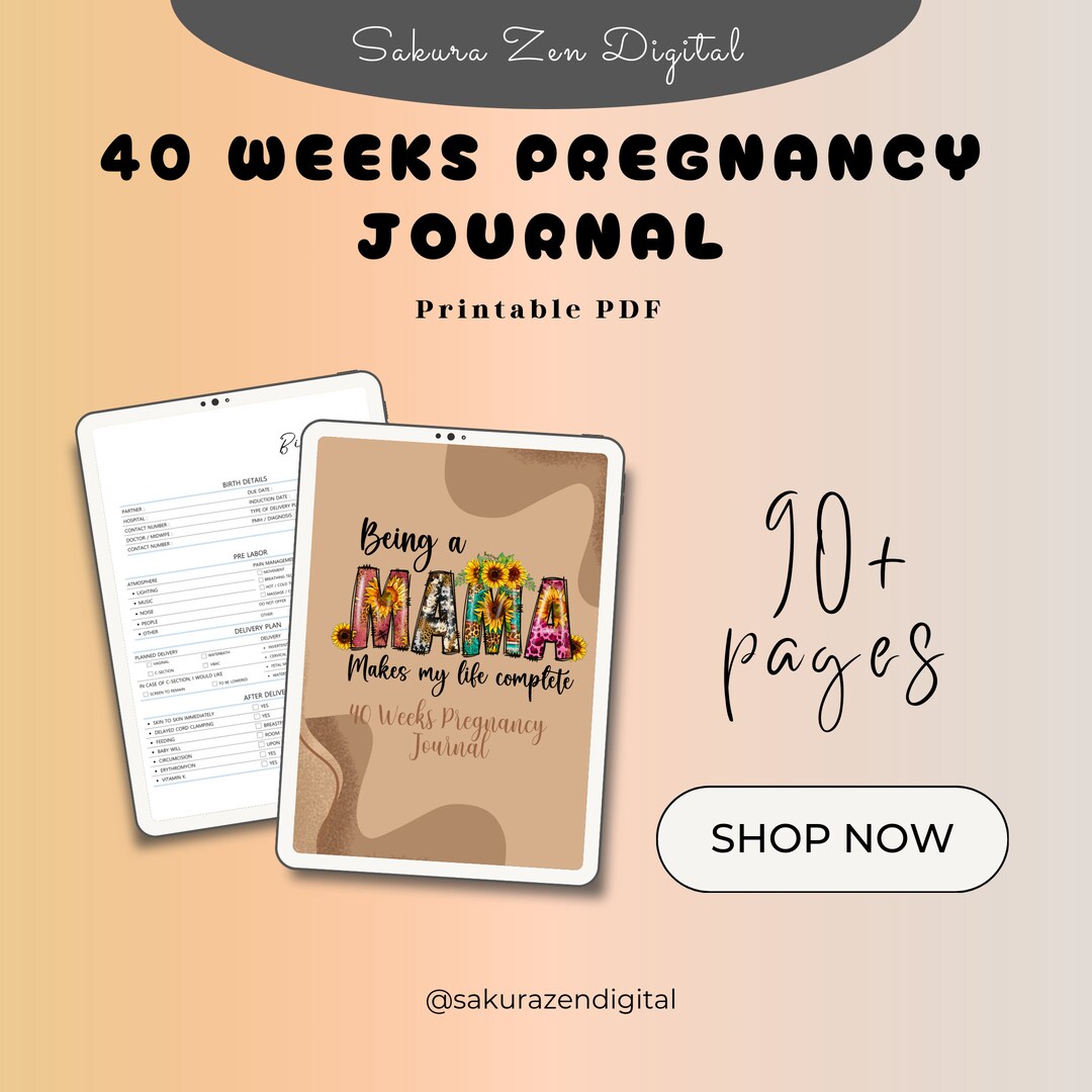 40 Weeks Pregnancy Journal Digital Pregnancy Journal Digital Planner ...