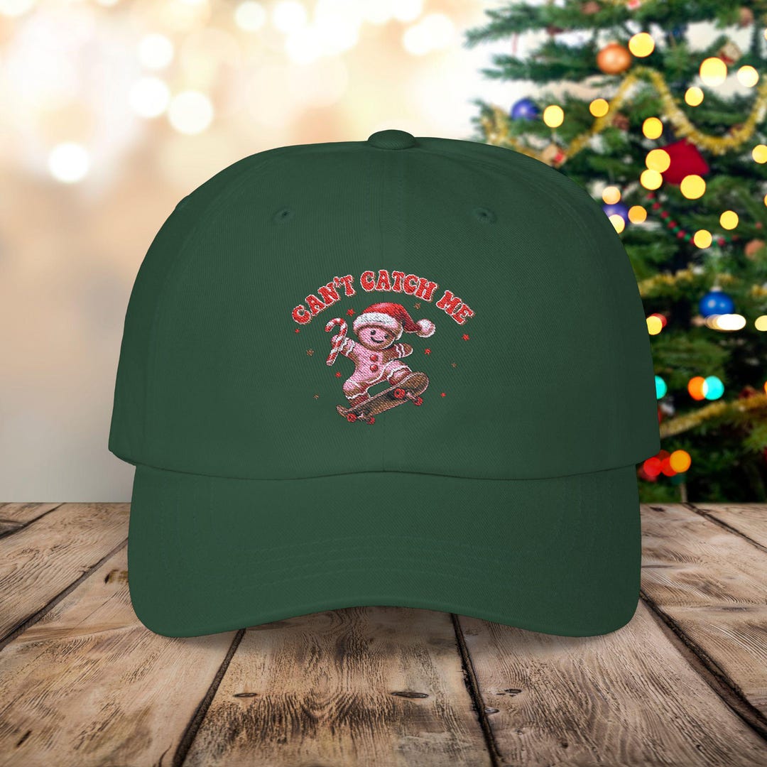 Embroidered Dad Cap, Gingerbread Man Skateboard Hat, Christmas Winter ...