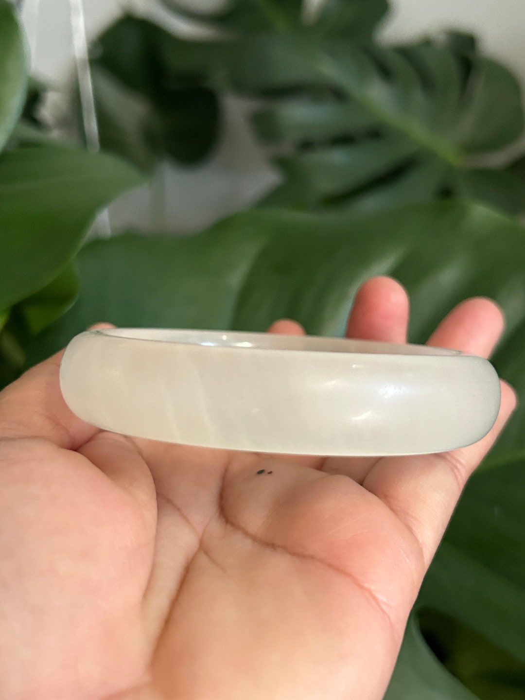 Translucent Natural White Jade Bangle White Jadeite Jade Vintage Bangle ...