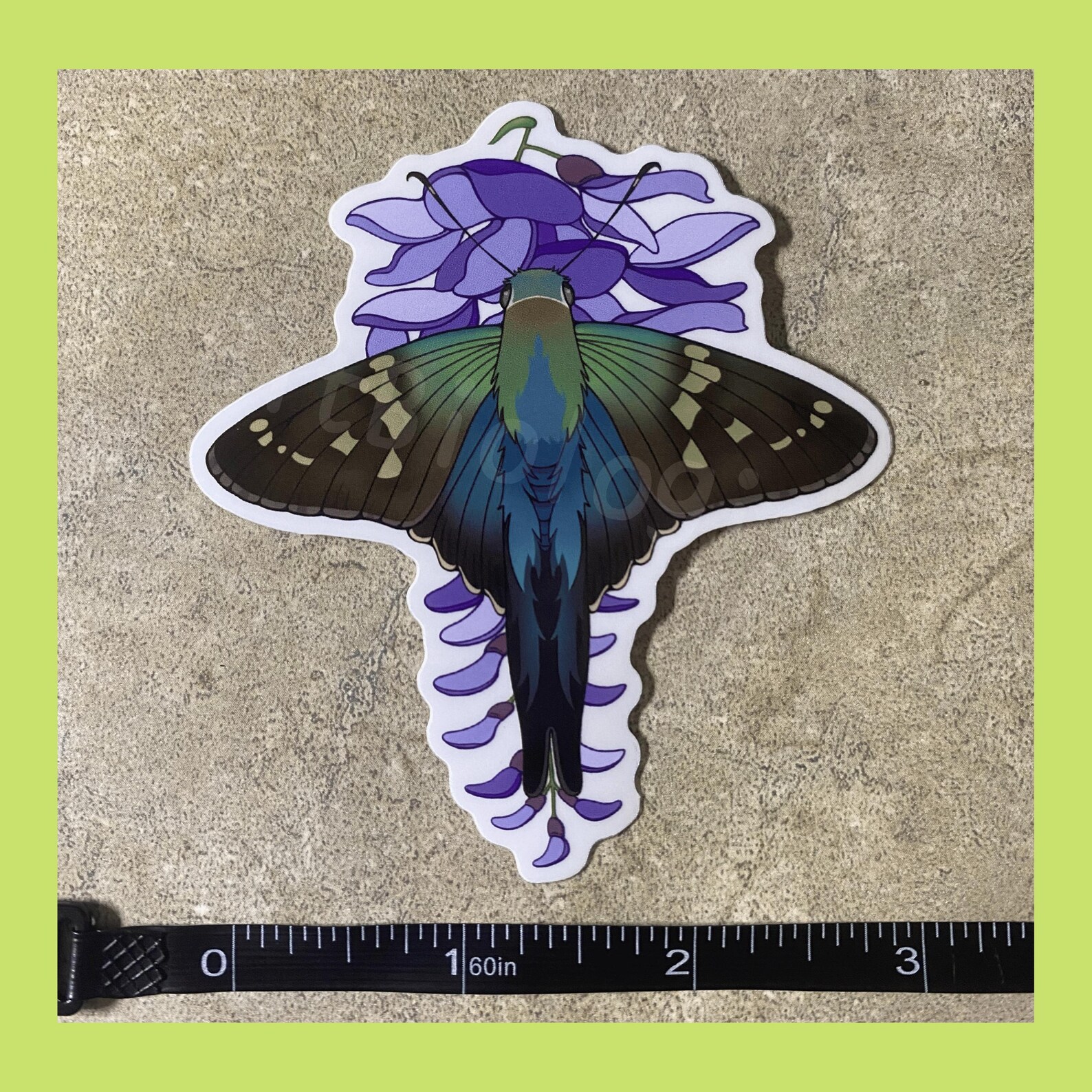 Long-tailed Skipper Butterfly and Wisteria Flower - Clear Vinyl Sticker ...