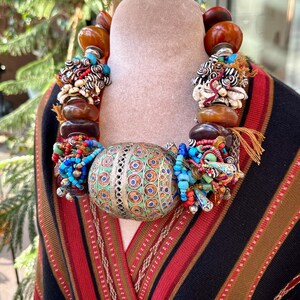 Morocco Bohemian Tribal Traditional Design Necklace, Enameled Focal ...