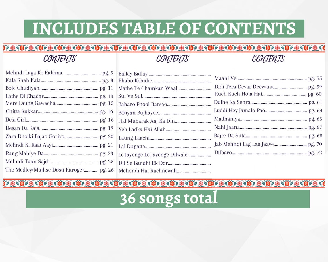 Mehndi Dholki Songs Lyrics Booklet Customizable Template, Printable ...