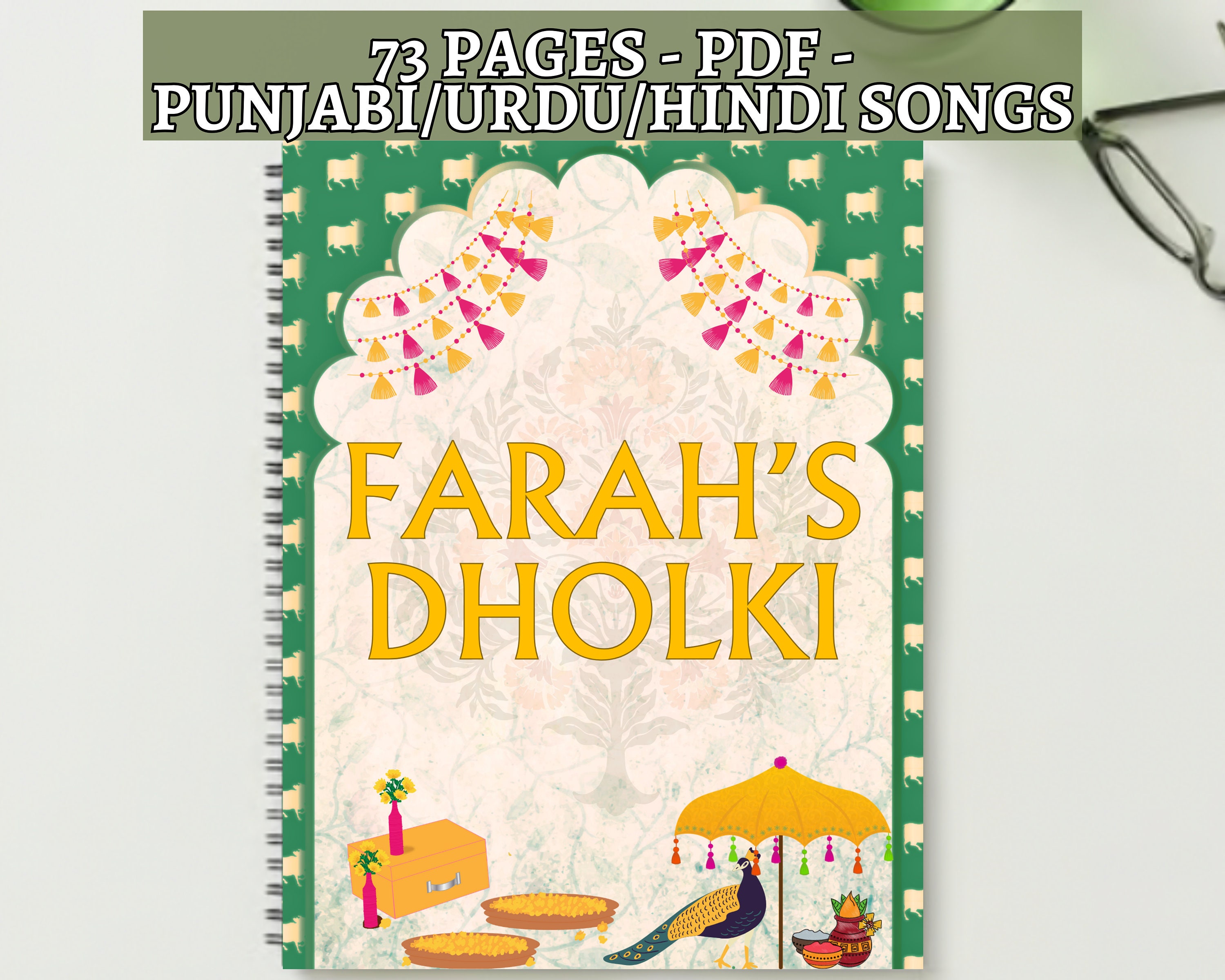 Mehndi Dholki Songs Lyrics Booklet Customizable Template, Printable ...