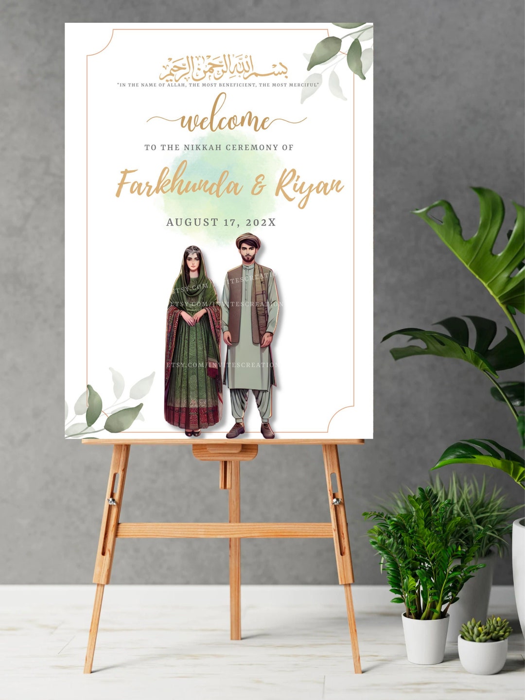 Digital Nikkah Wedding Welcome Sign, Islamic Marriage Shirnee Ceremony ...