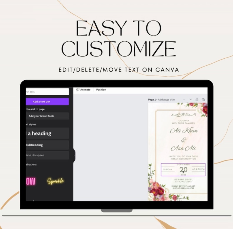 Digital Wedding Nikkah Video Moveable Invitation Customizable Template ...