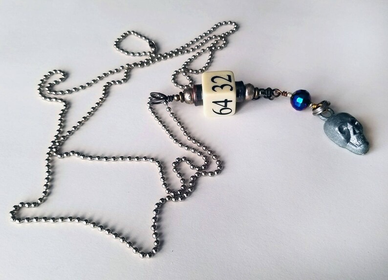 Upcycled Necklace, Vintage Game Cube, Skull Necklace, Found Object ...
