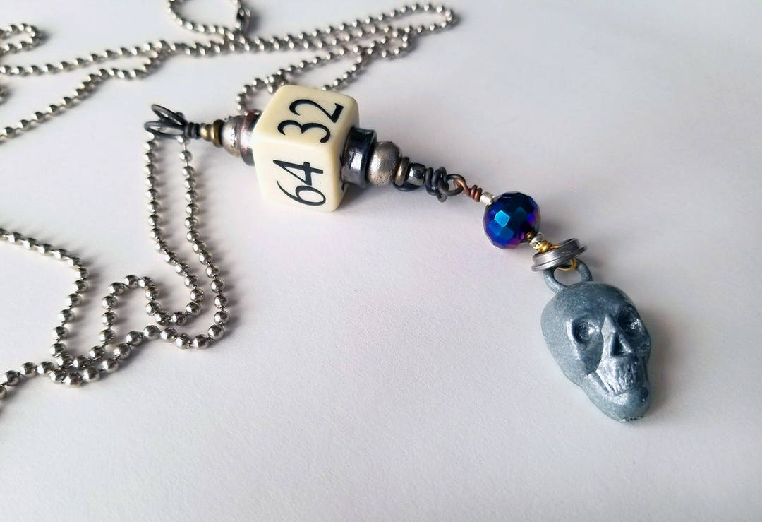 Upcycled Necklace, Vintage Game Cube, Skull Necklace, Found Object ...
