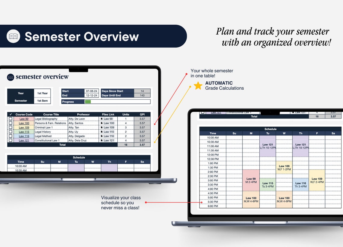 ALL-IN-ONE Study Planner, Google Sheet Template, Academic Organizer ...