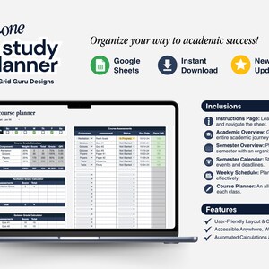 ALL-IN-ONE Study Planner, Google Sheet Template, Academic Organizer ...