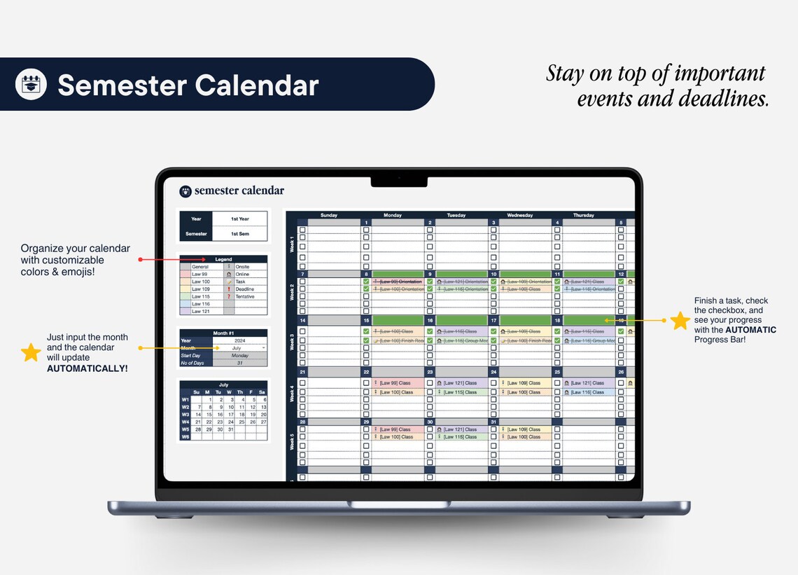 ALL-IN-ONE Study Planner, Google Sheet Template, Academic Organizer ...