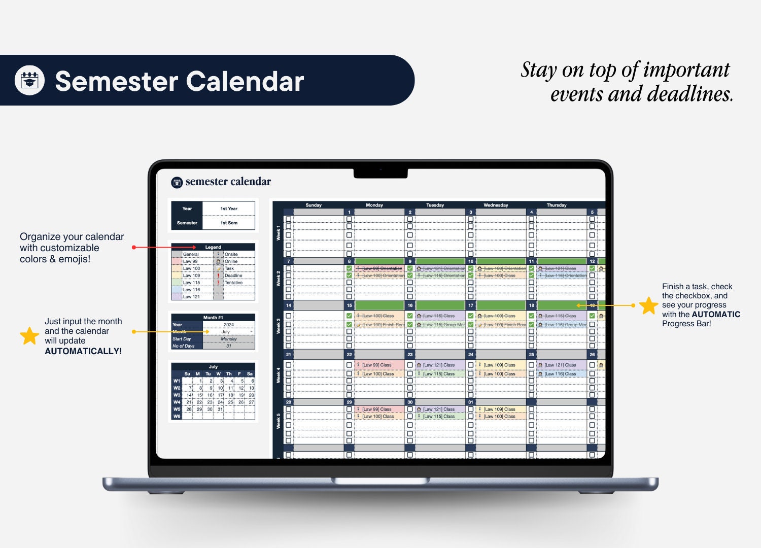ALL-IN-ONE Study Planner, Google Sheet Template, Academic Organizer ...