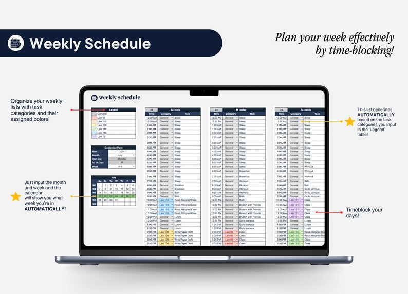 ALL-IN-ONE Study Planner, Google Sheet Template, Academic Organizer ...