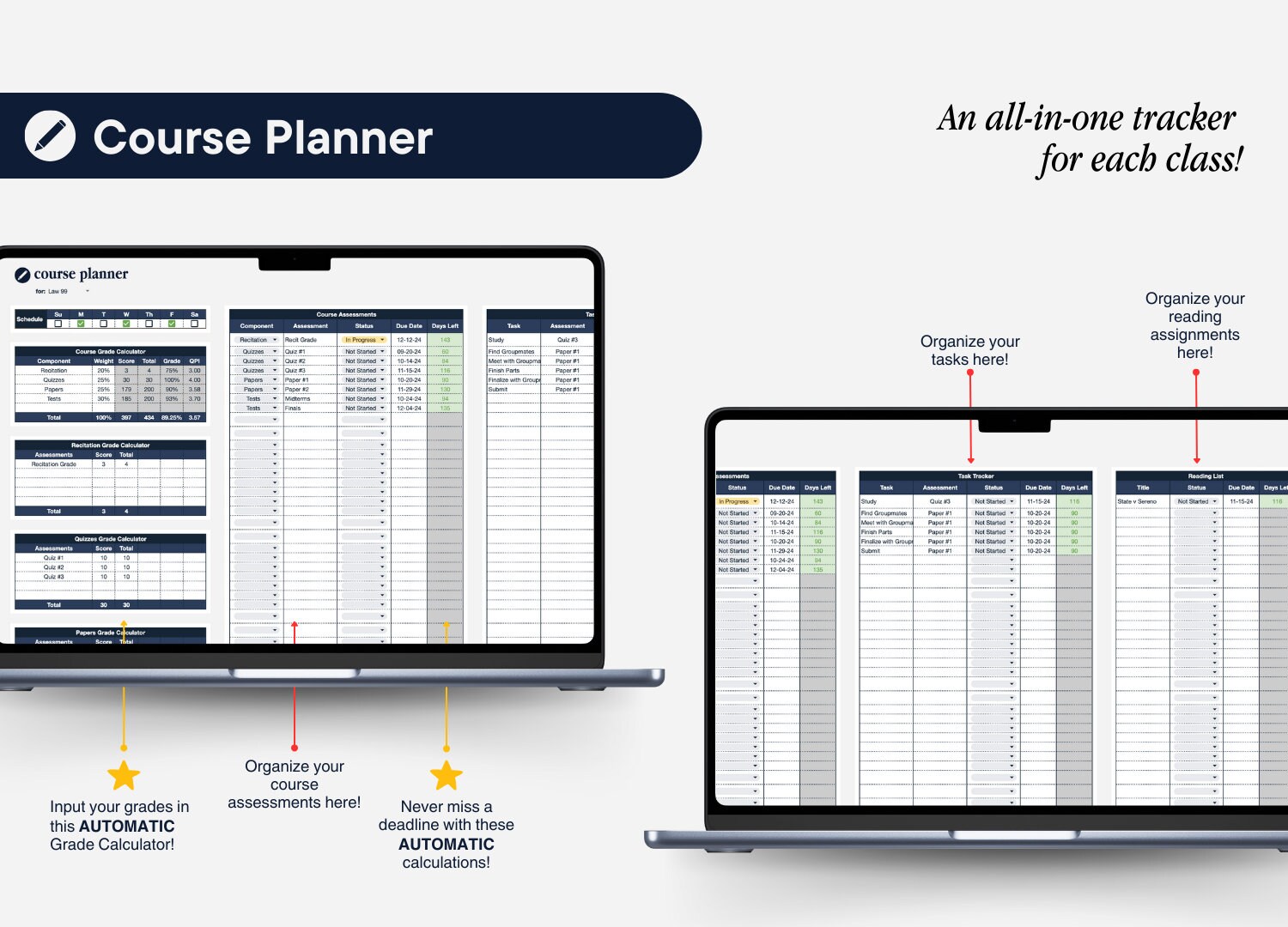 ALL-IN-ONE Study Planner, Google Sheet Template, Academic Organizer ...