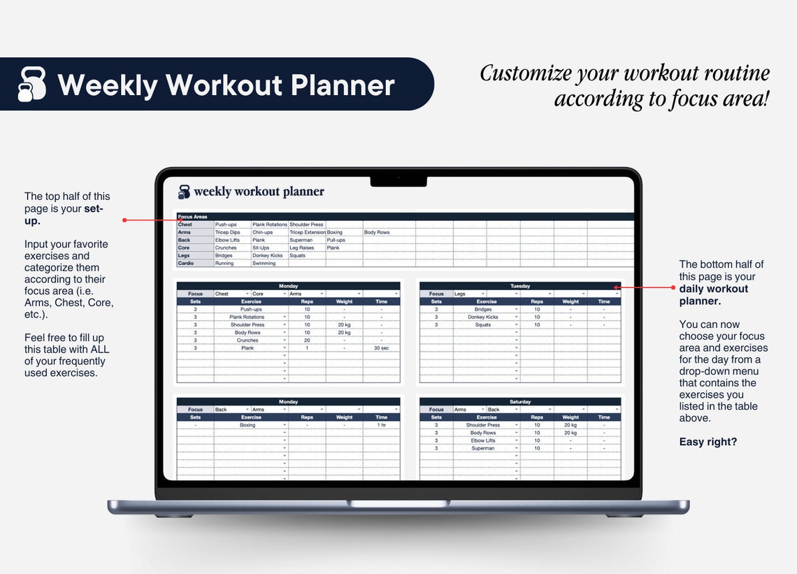 Best Fitness Planner, Google Sheet Template, Visual Progress Tracker ...