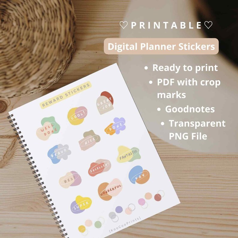 DIGITAL | Planner Reward Stickers | Kids Well Done Teacher Sticker ...