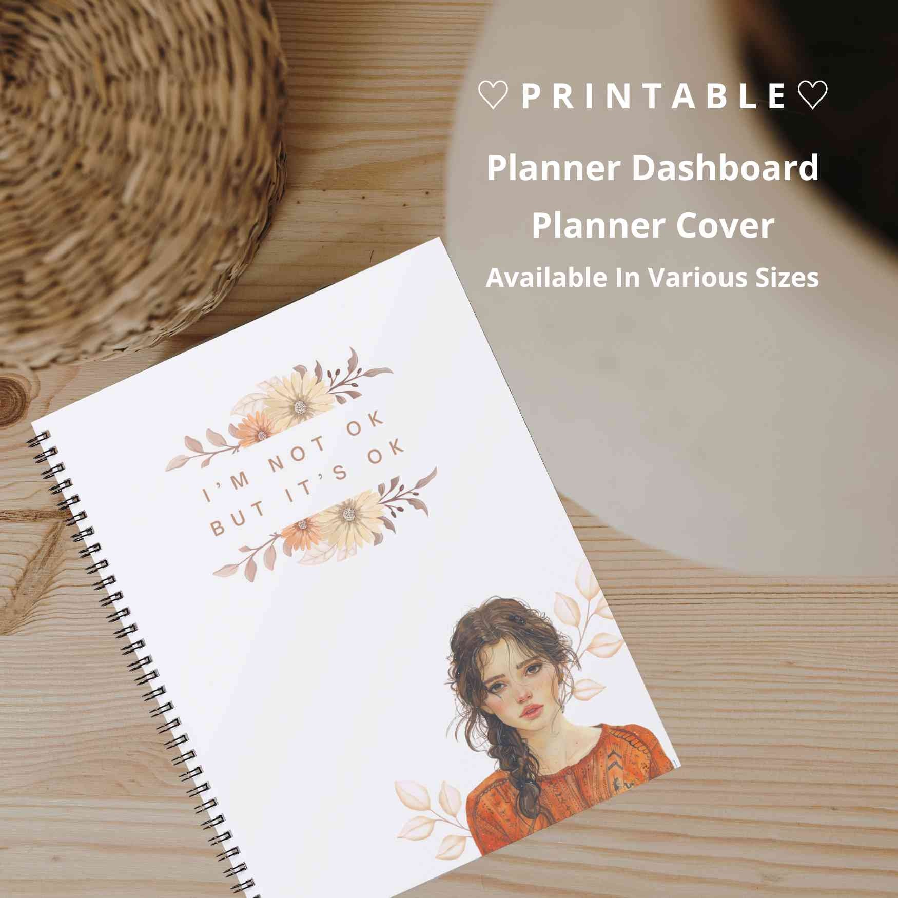 PRINTABLE | Planner Journal Dashboard Cover Multiple Sizes Girl ...