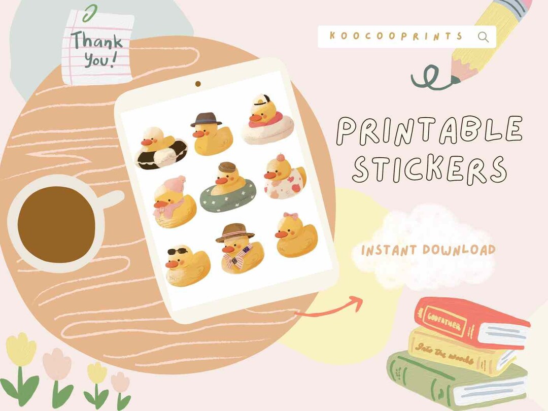PRINTABLE Cute Yellow Ducks Decorative Stickers Digital Stickers ...