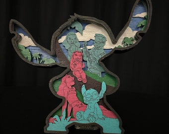 Stitch Wood Art Wall Decor Laser Cut Art Lilo and Stitch - Etsy