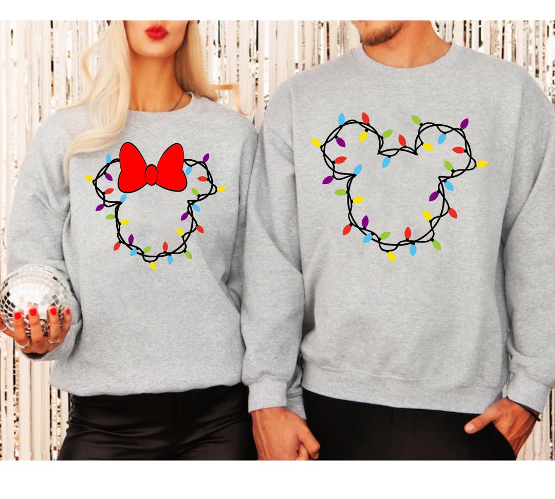 Mickey and Minnie Christmas Sweatshirt, Disney Christmas Lights Shirt ...
