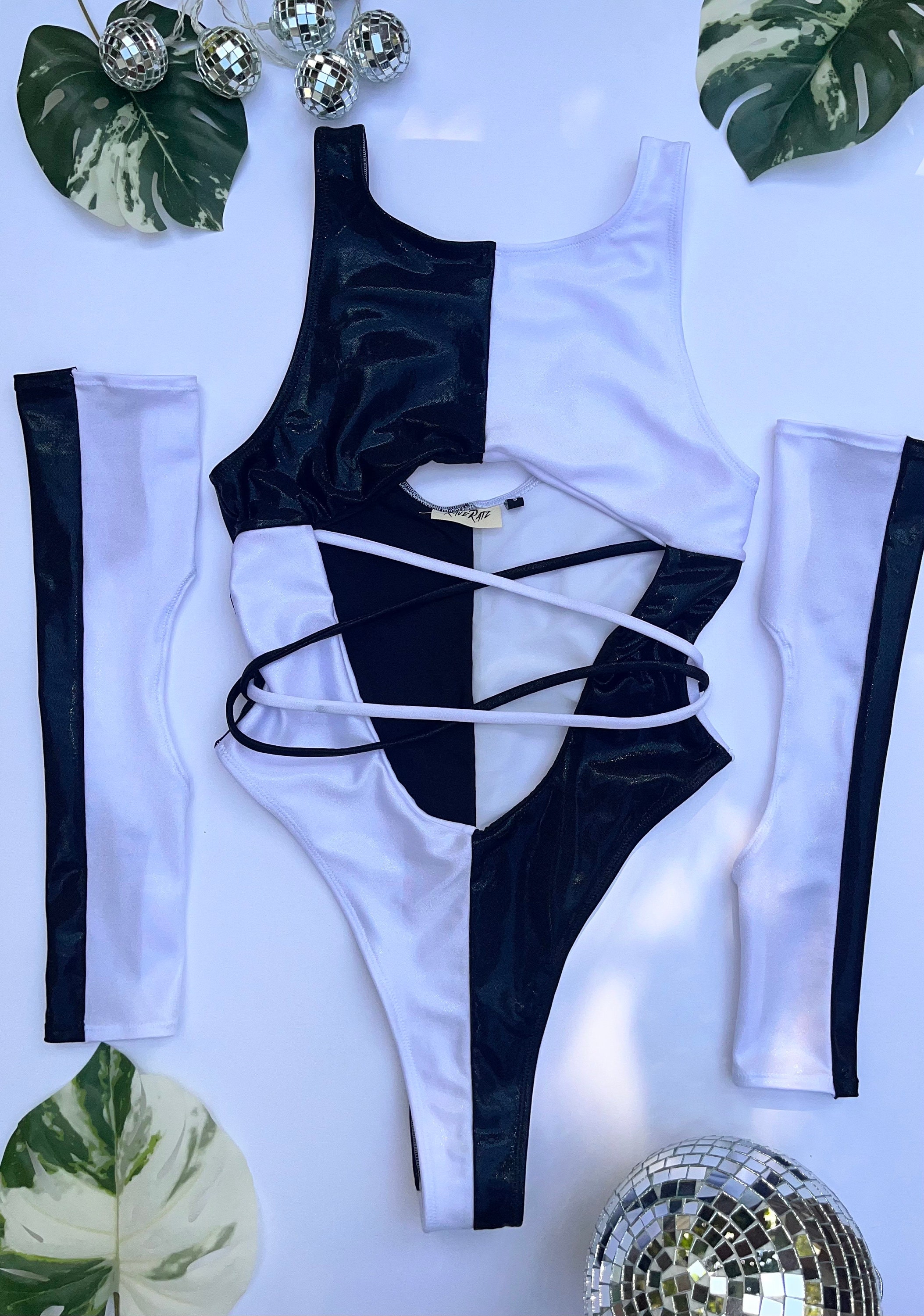 Split Color Bodysuit With Gloves - Etsy