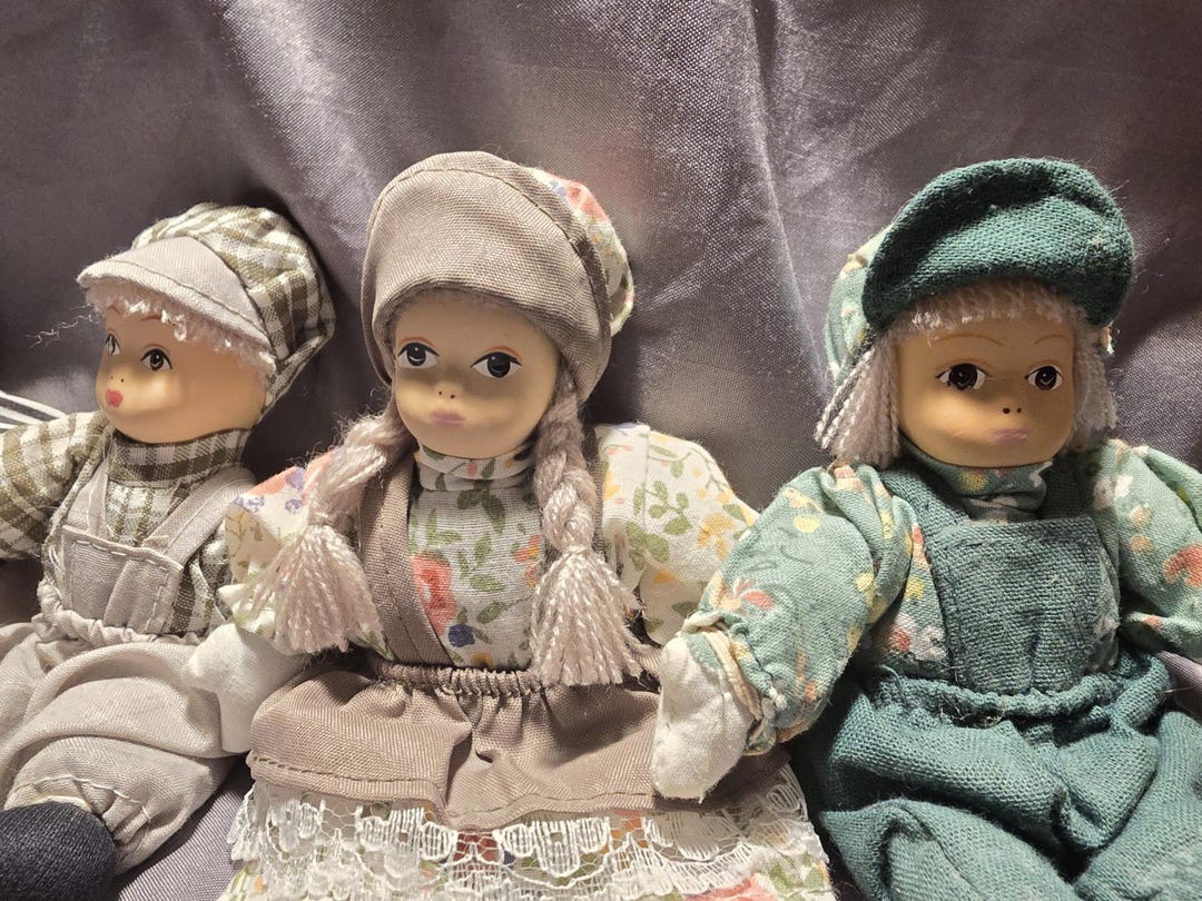 Vintage Porcelain Head Dolls, Sand Body, Old World Peasants, Lot of 5 ...