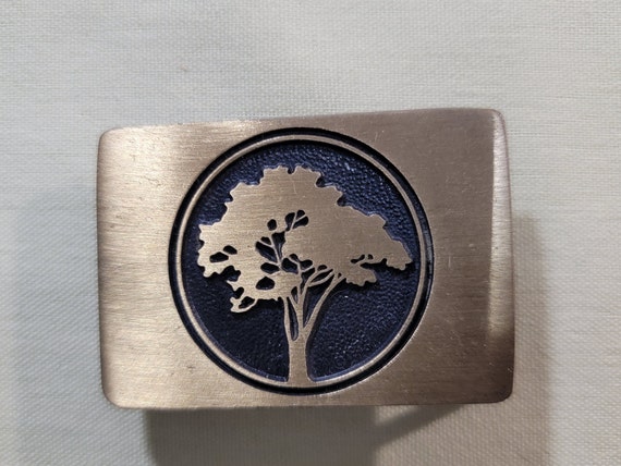 Vintage Belt Buckle, Mature Oak Tree - Gem