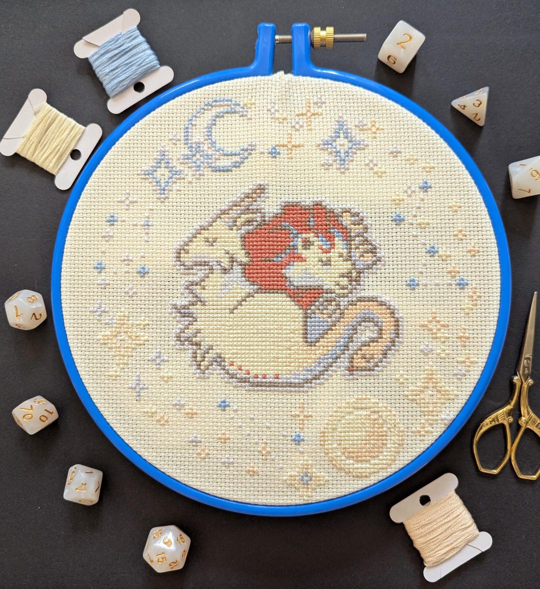 Sleepy Chimera Cross Stitch Pattern, Digital PDF Chart, Cute Pixel Art ...