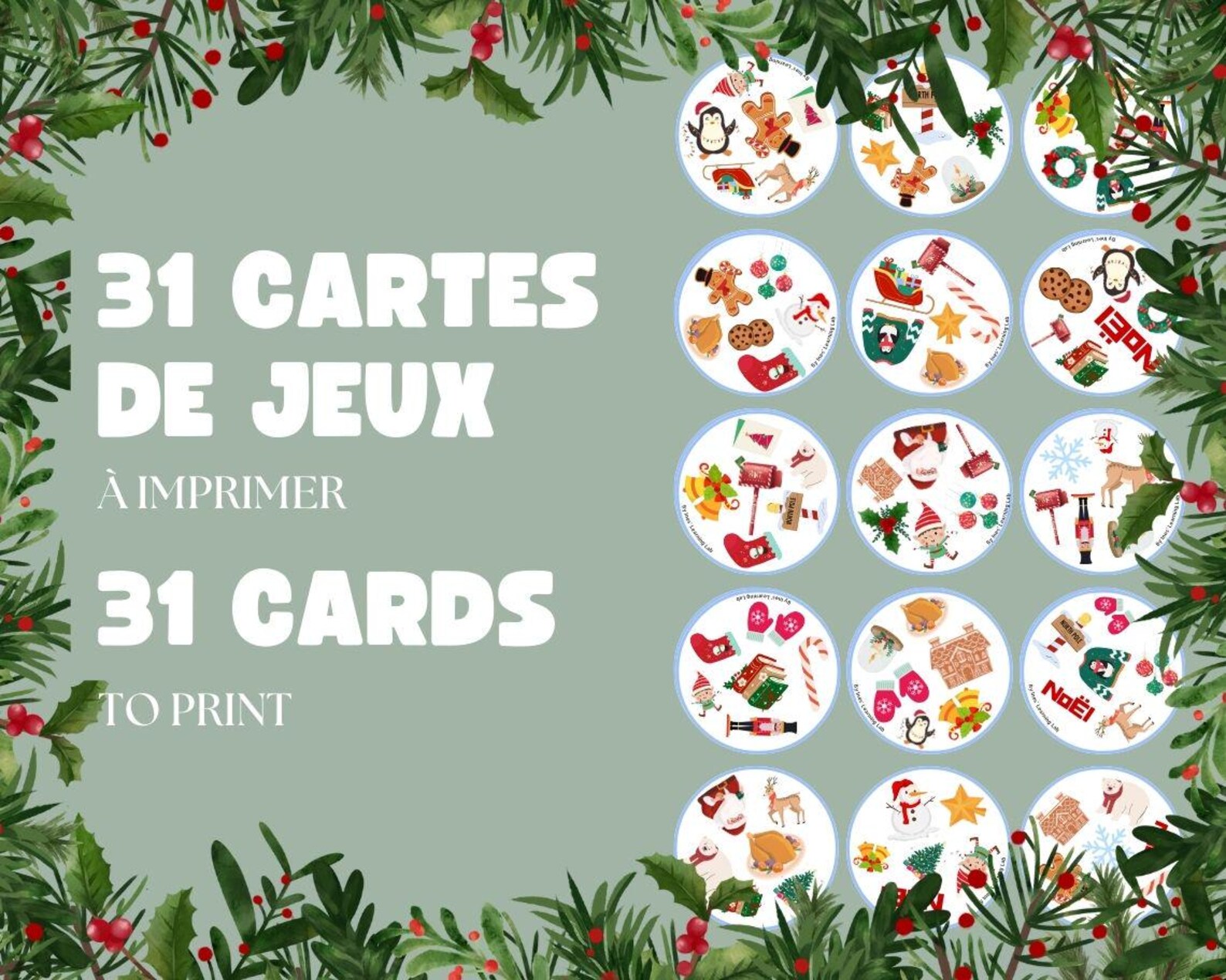 Christmas Dobble | Christmas Spot It | Language Learning Game | Jeux En ...