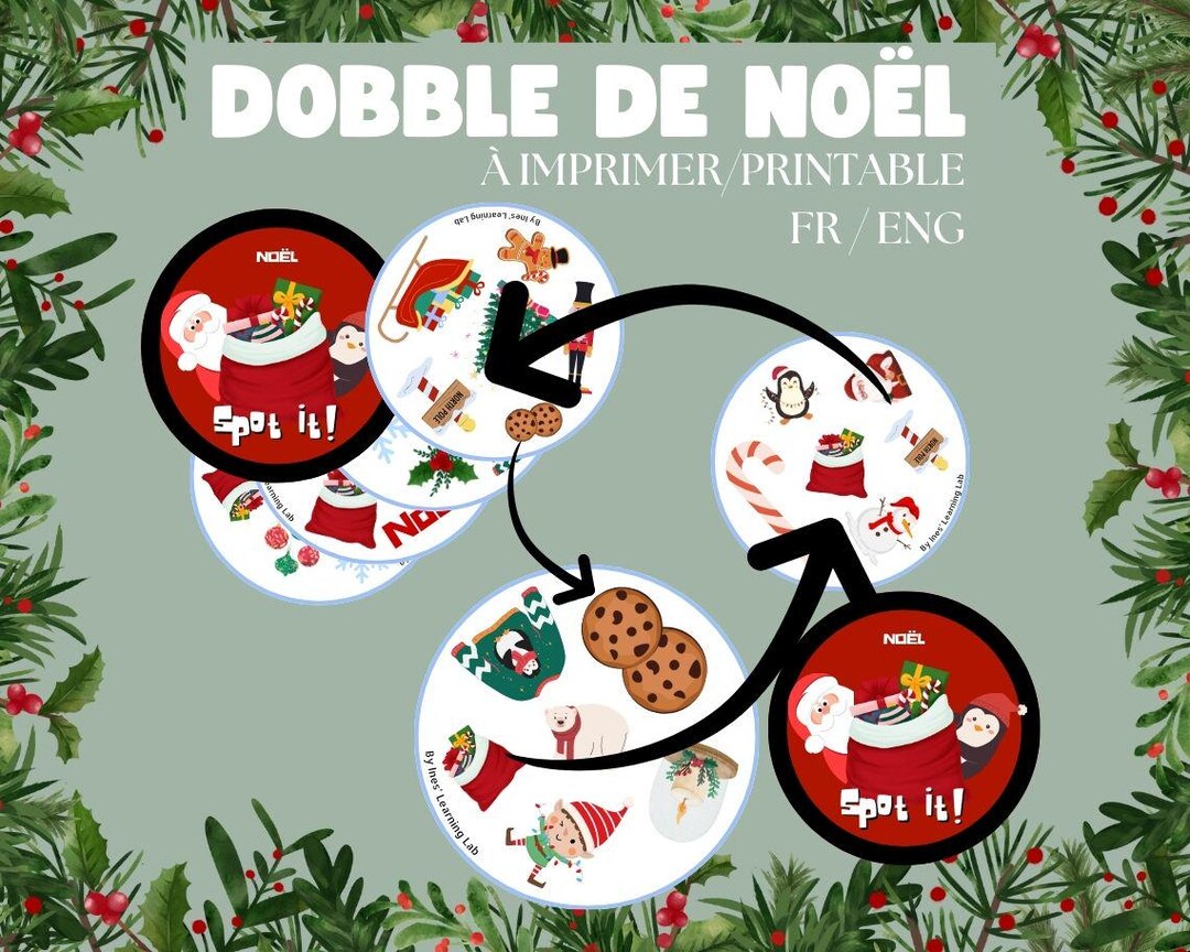 Christmas Dobble | Christmas Spot It | Language Learning Game | Jeux En ...