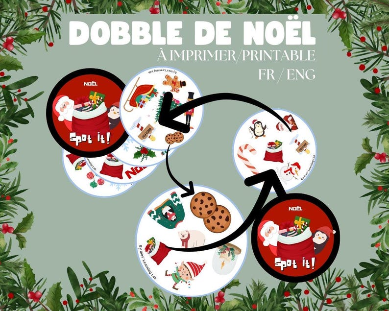 Christmas Dobble | Christmas Spot It | Language Learning Game | Jeux En ...