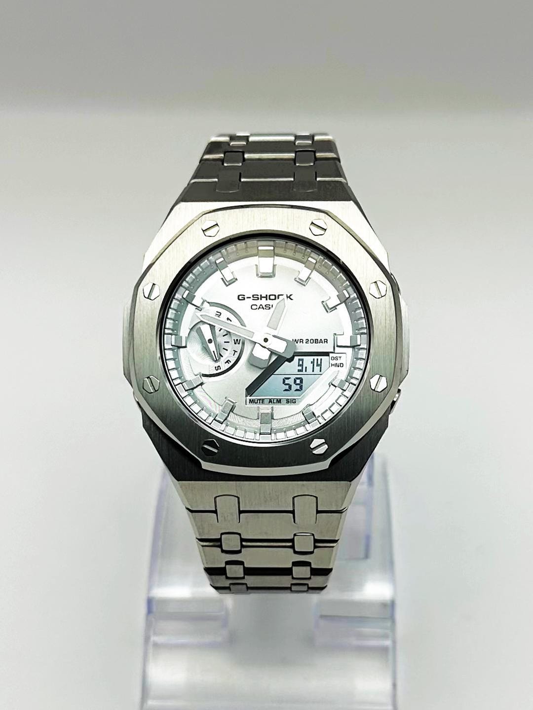 GA-2100 Custom G-shock Casioak Mod Full Silver Men's Watch - Etsy
