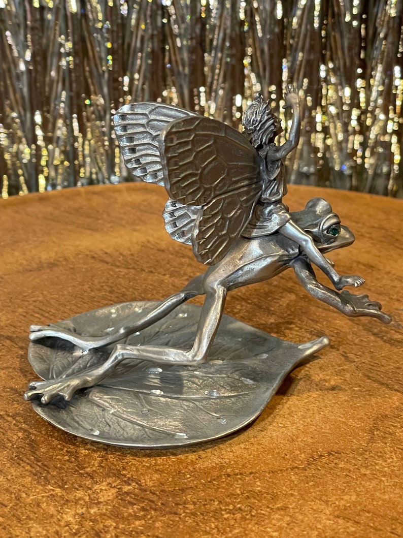 Vintage 1995 Rawcliffe Pewter Fairy With Frog on a Lily Pad - Etsy