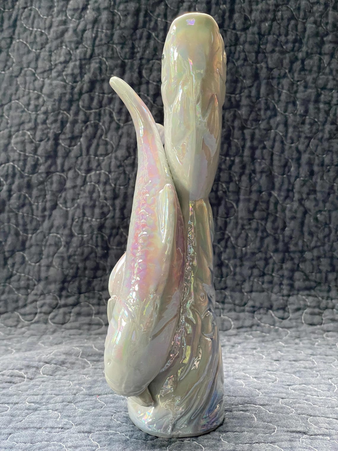 Pearlescent Koi Fish Jumping Out of Water Figurine Made in China Pisces ...