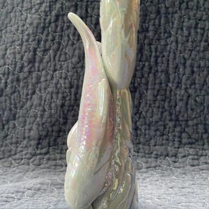 Pearlescent Koi Fish Jumping Out of Water Figurine Made in China Pisces ...