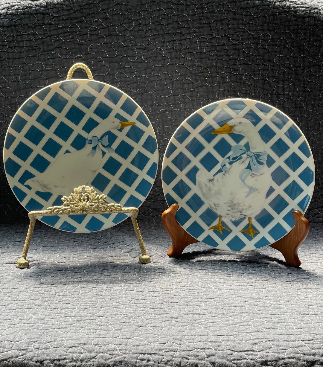 Vintage Dept 56 Country Geese Plates: Blue Treillage, Set of 2 - Etsy