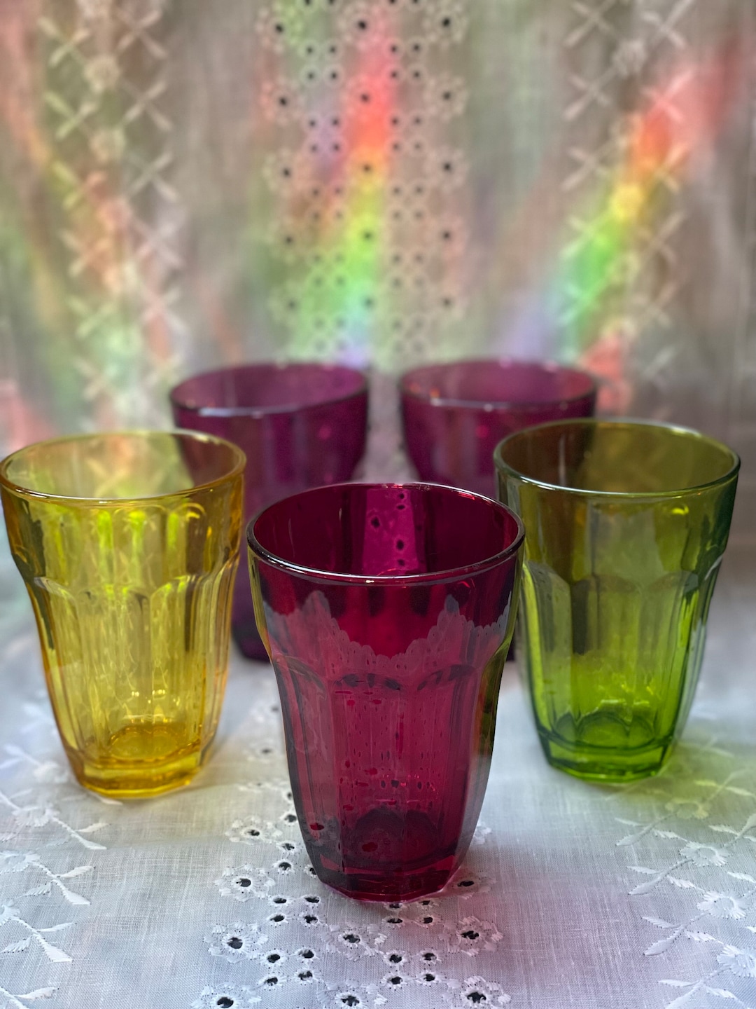 PALAKS Beautiful GEMMY Colored Tumblers Juice Glasses Set of 5 Numbers ...