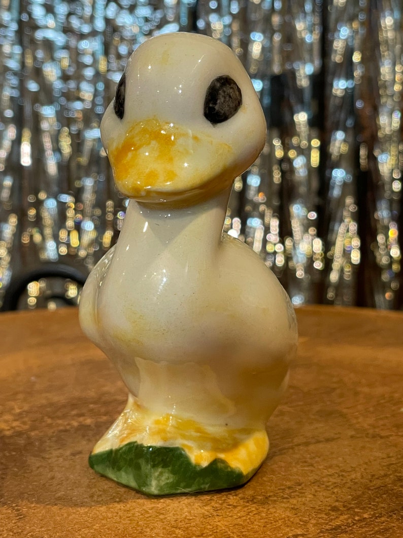 White Ceramic Duck With Yellow Beak and Feet Vintage - Etsy