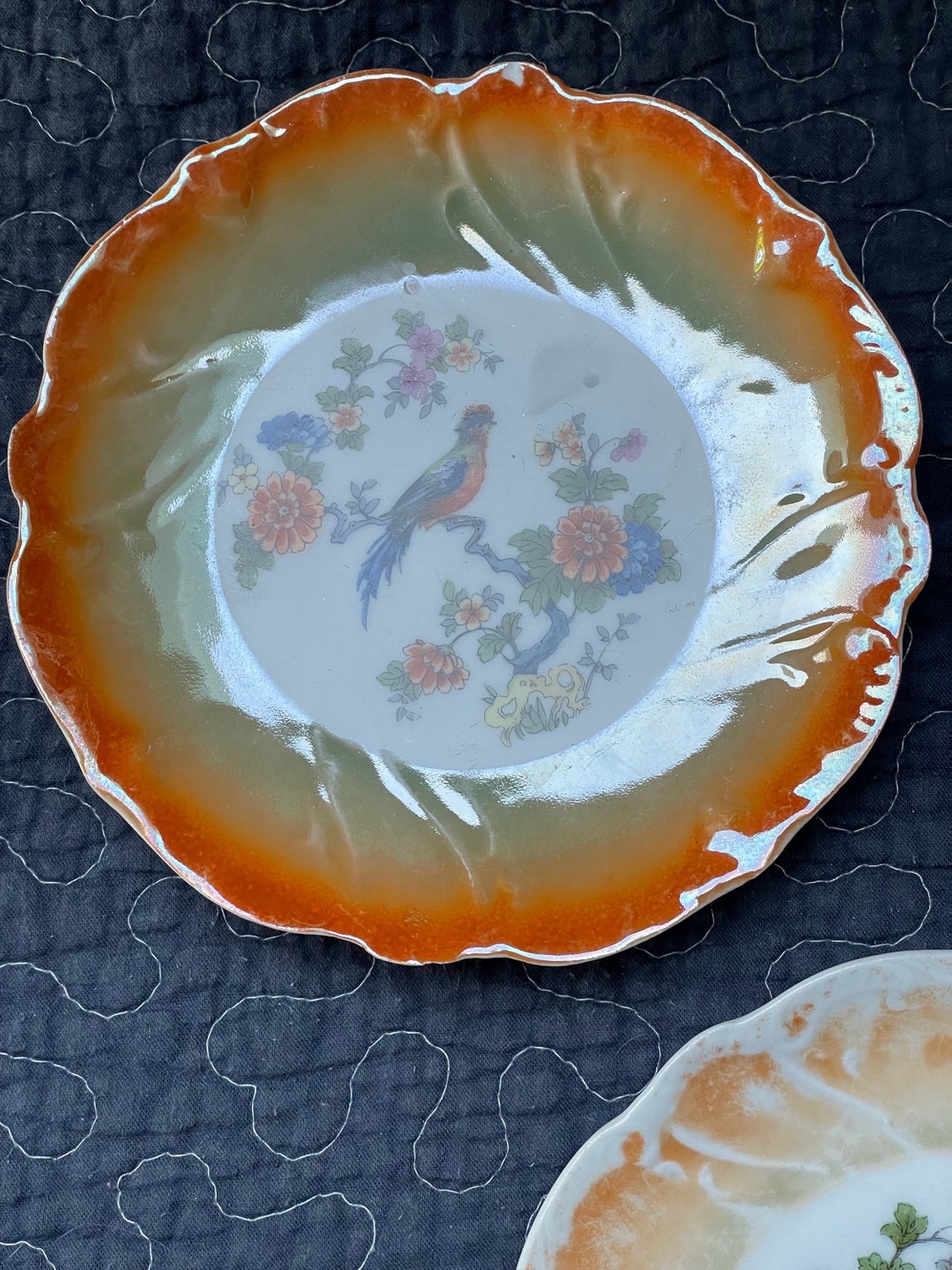 Bavaria Lusterware Plates: Bird & Floral Decor - Set of 4 - Etsy