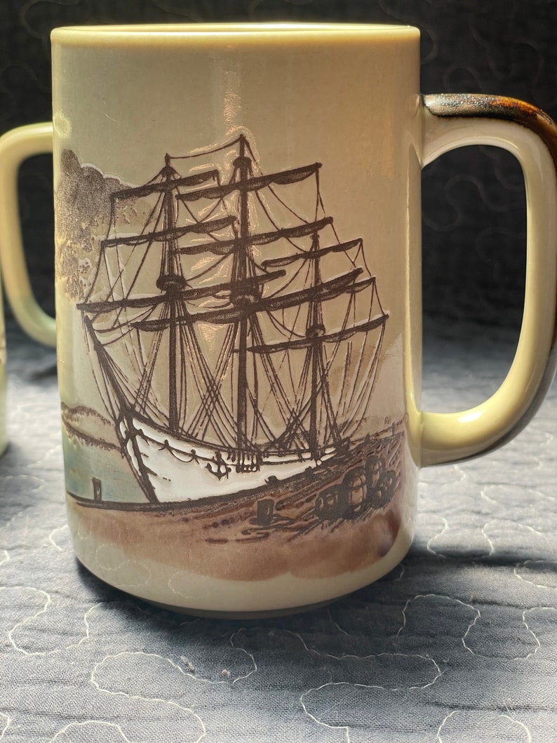 Fishing Dock Fishing Boats and Sailboats Ships Scenic Mugs Otagiri ...