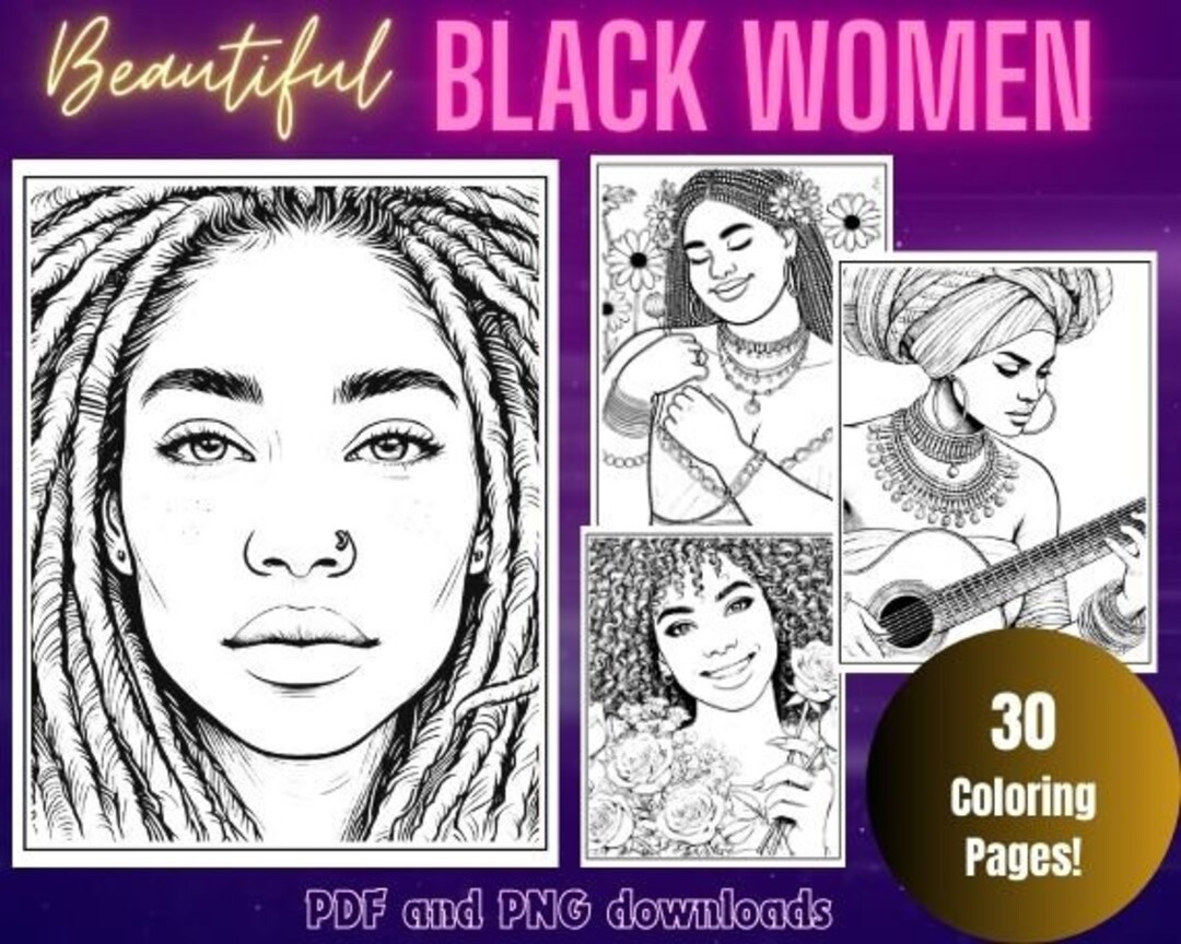 Diverse Beautiful Black Women Coloring Pages Downloadable, Easy, and ...