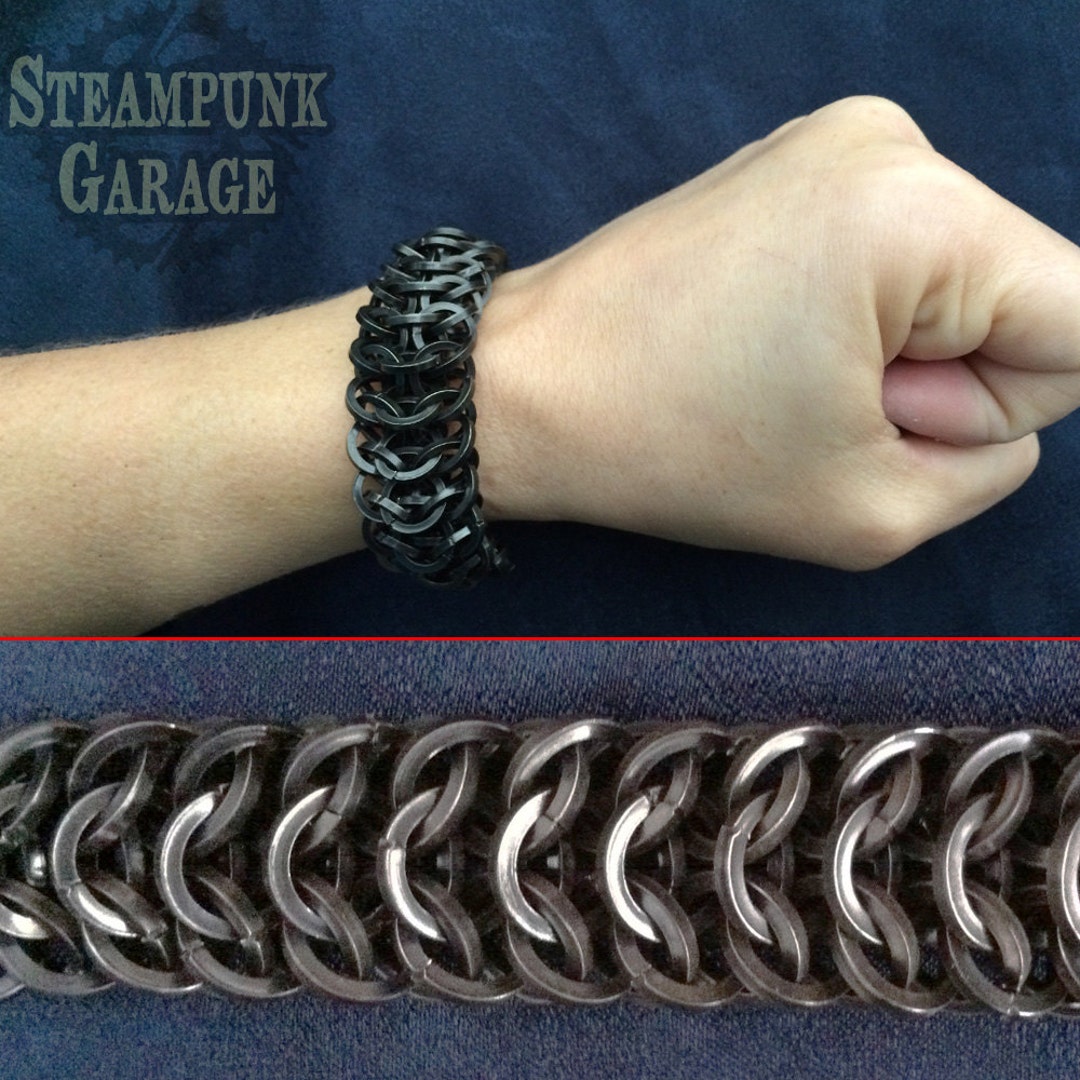 BLACK or SILVER Square Steel Interwoven 4 in 1 Chainmaille - Etsy