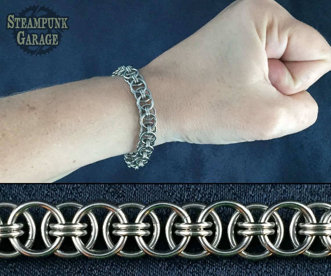 18g Helm Weave Delgado y Ligero Pulsera Chainmaille Acero - Etsy España