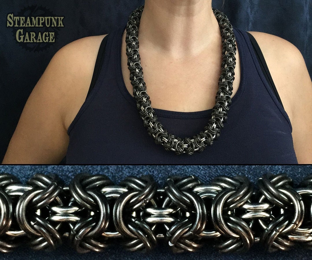 Juggernaut Chain - Black & Silver Stainless STEEL Necklace - Custom ...