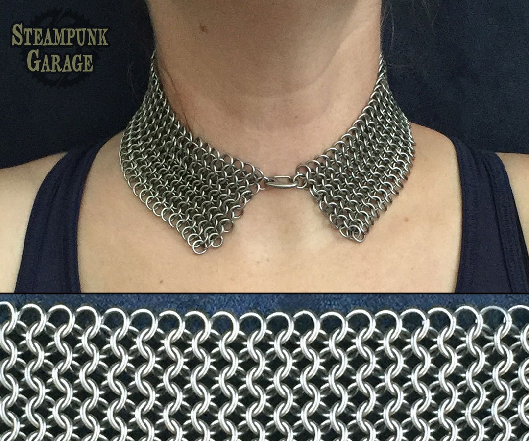 Tuxedo Choker - TITANIUM or Stainless STEEL Necklace - Silver ...