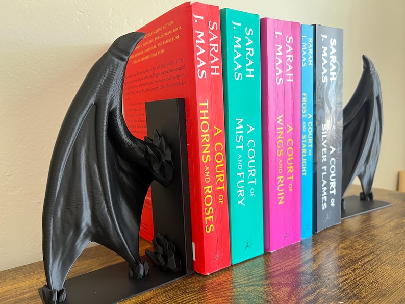 3D Printed Bat Wing Bookends | Gothic Bookshelf Decor - Etsy