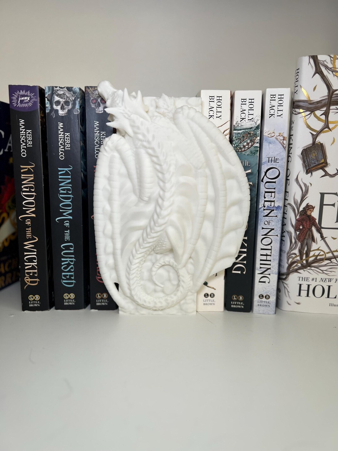 White 3D Printed Dragon Booknook With Hidden Compartment Fantasy ...