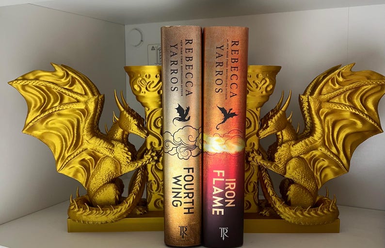 Set of Gold Dragon Bookends 3D Printed Magical & Elegant Fantasy Book ...